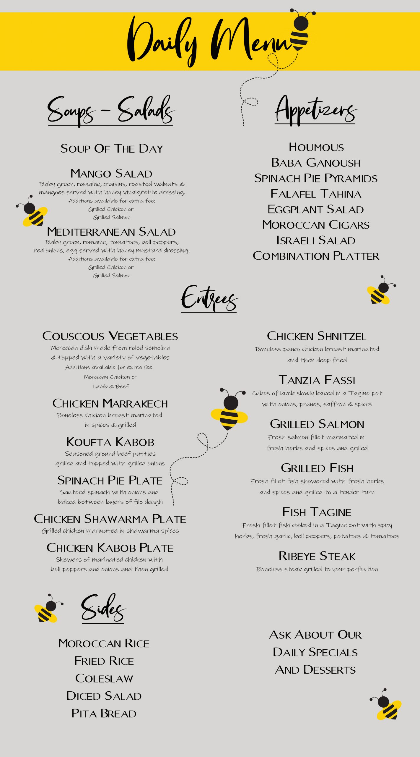 Daily Menu – Dvash Catering